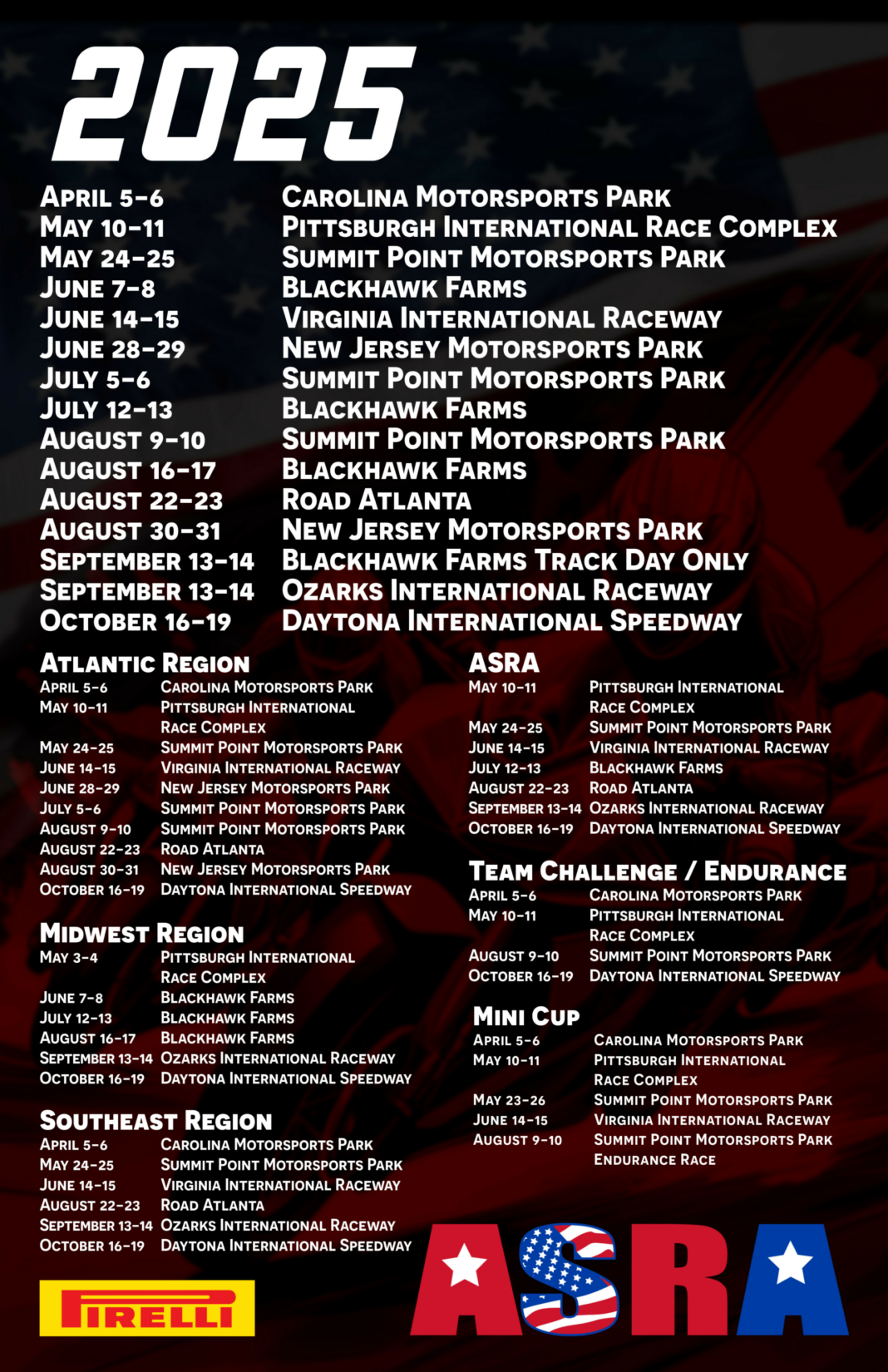 ASRA Announces 2025 Road Racing Schedule - Roadracing World Magazine ...