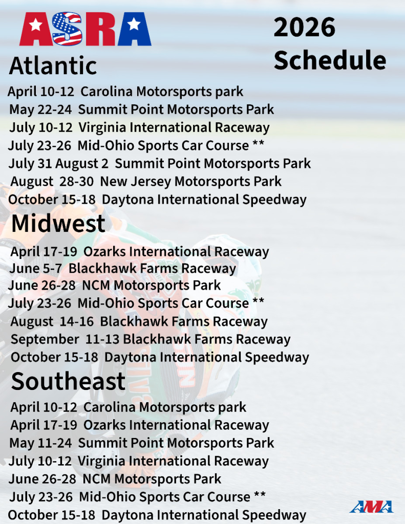 ASRA Releases 2026 Schedules - Roadracing World Magazine | Motorcycle ...