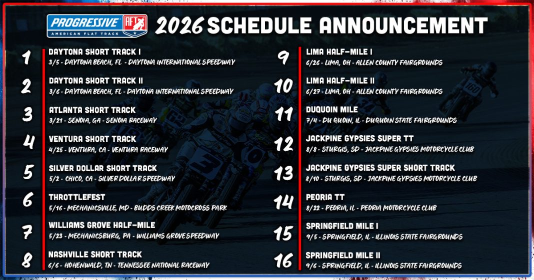 AMA Pro Racing Announces 2026 American Flat Track Schedule - Roadracing ...
