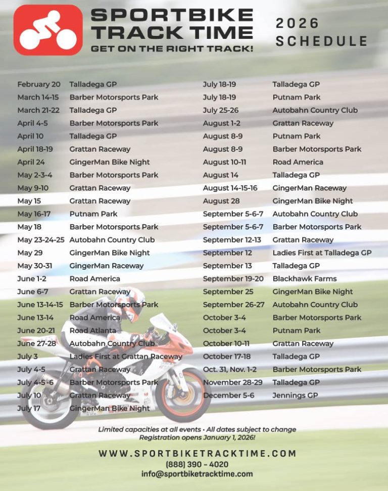 Sportbike Track Time Releases its 2026 Schedule - Roadracing World ...
